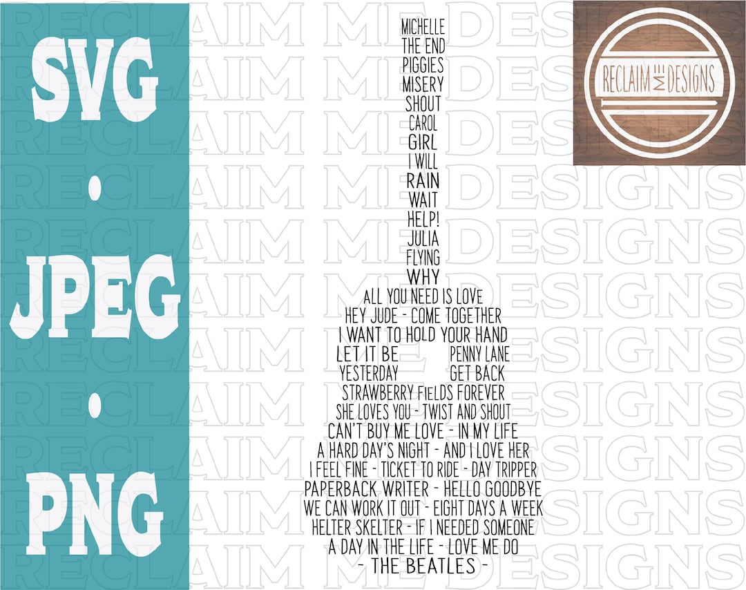 The Beatles Guitar Shaped SVG,JPEG, and PNG File - Etsy