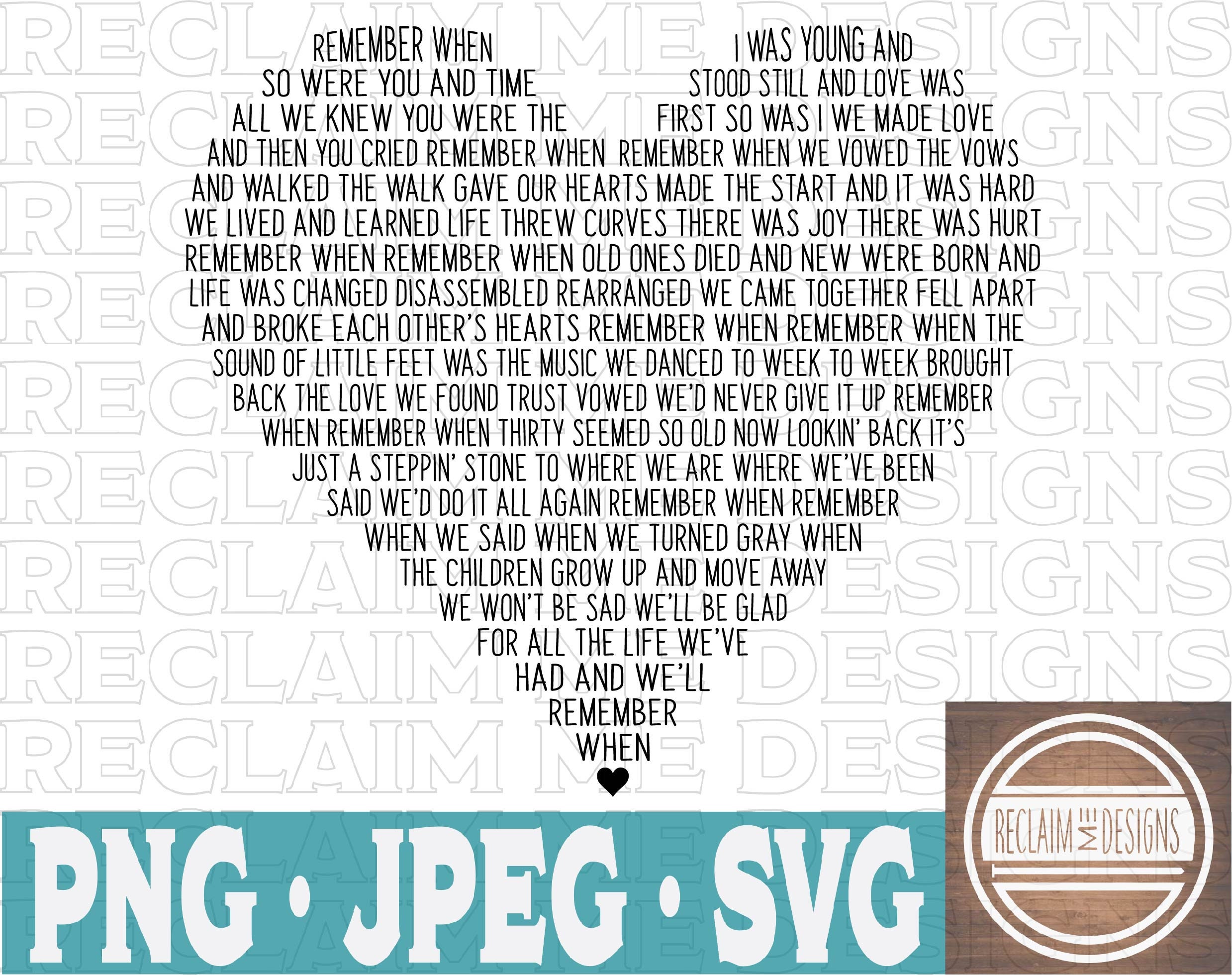 Remember When Heart Shaped SVGPNG and JPEG File - Etsy