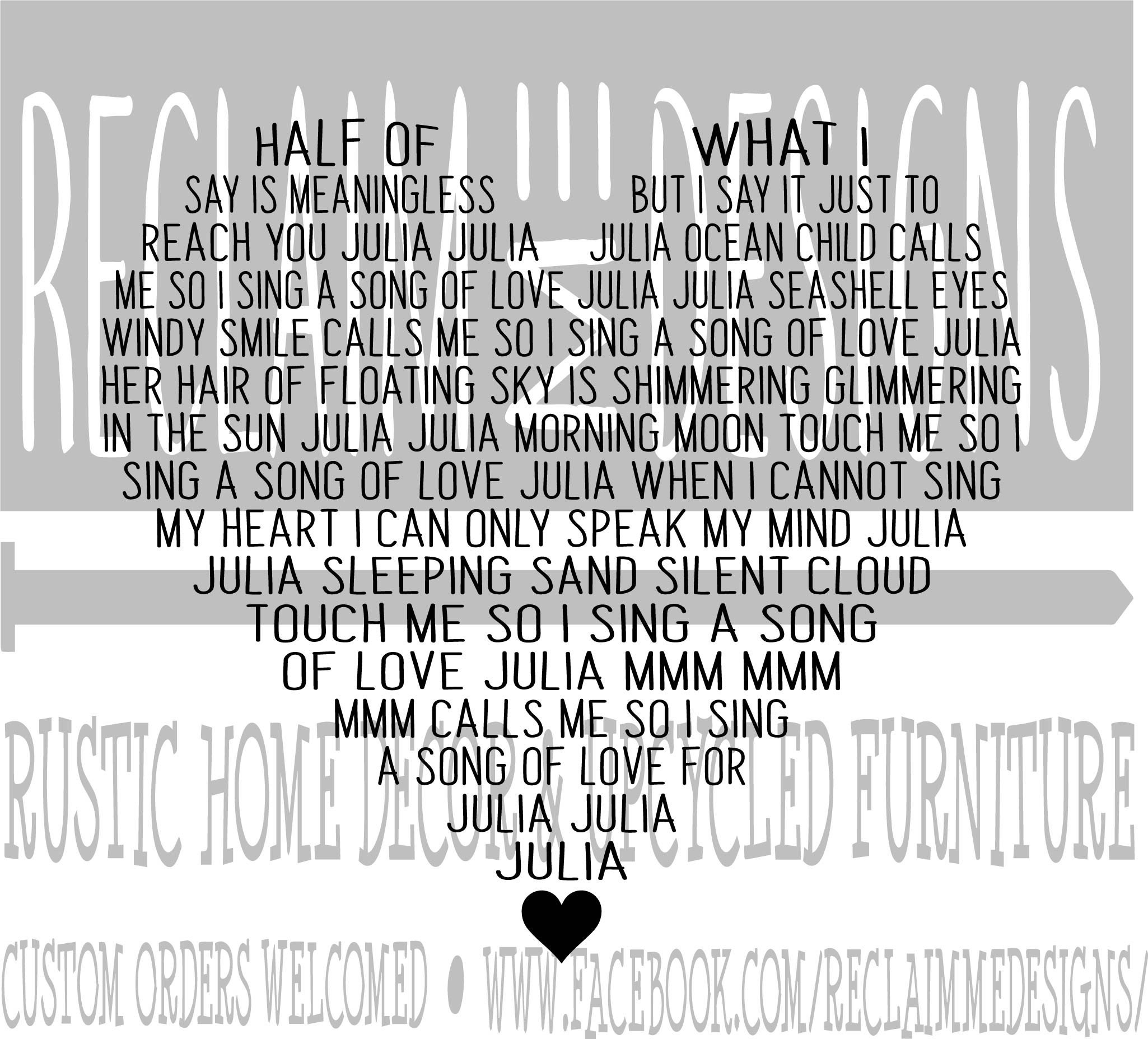 Julia Heart Shaped SVG and PNG File - Etsy