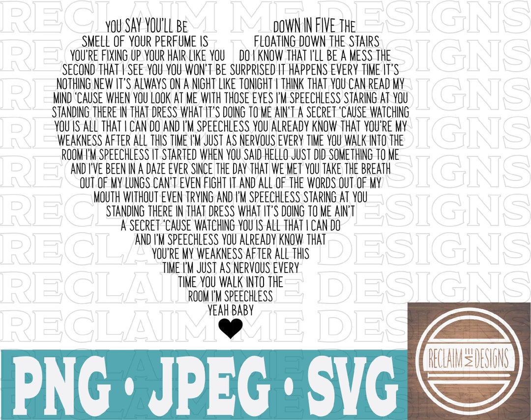 Speechless Heart Shaped SVG,JPEG and PNG File - Etsy