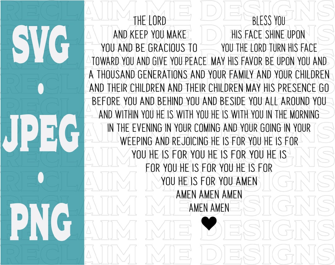 The Lord Bless You Heart Shaped SVG,PNG, and JPEG File - Etsy