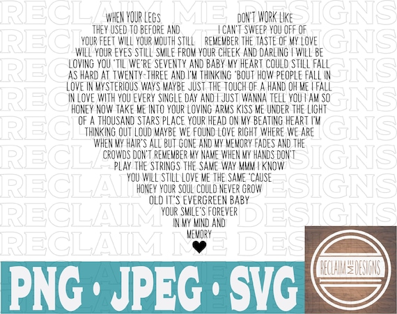 Thinking Out Loud Heart Shaped SVGJPEG and PNG File - Etsy
