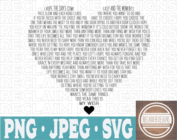 Craft Supplies & Tools SVG Country song Rascal Flatts My wish for you ...