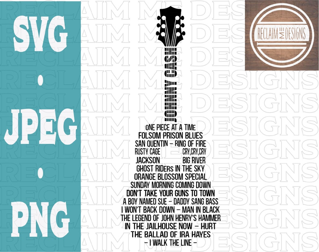 Johnny Cash Guitar Shaped SVG,PNG, and JPEG File - Etsy