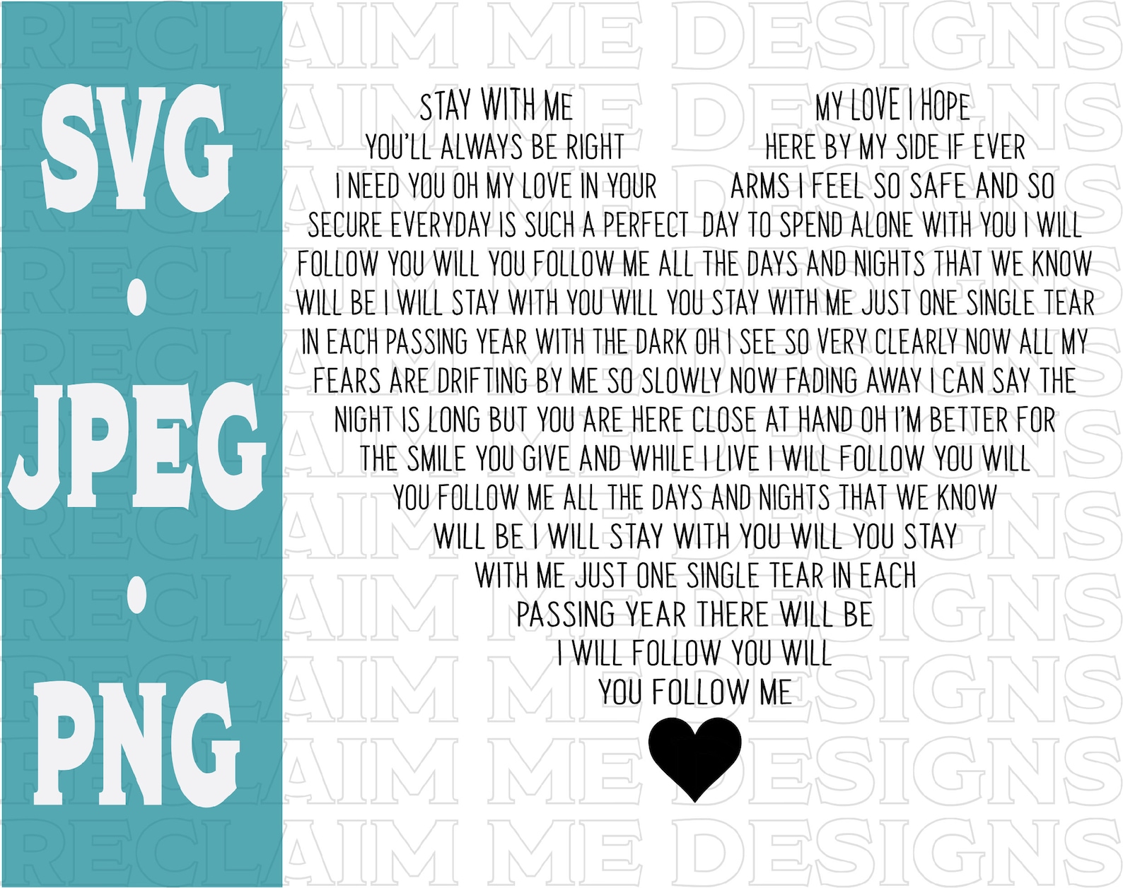 Follow You Follow Me Heart Shaped SVGPNG and JPEG File - Etsy