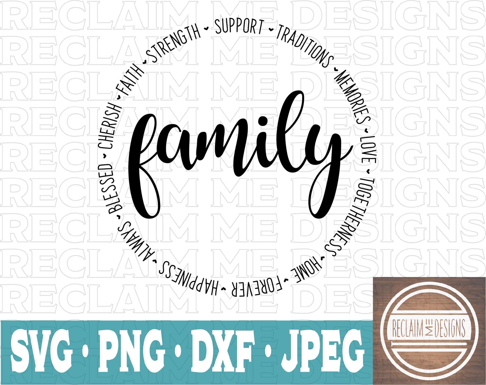Famiy Word Circle SVG,DXF,PNG, and Jpeg File - Etsy