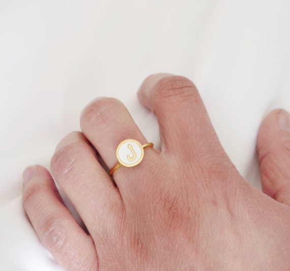 Ring Arabic Alphabet Gold Stainless Steel Woman Gift Ring - Etsy