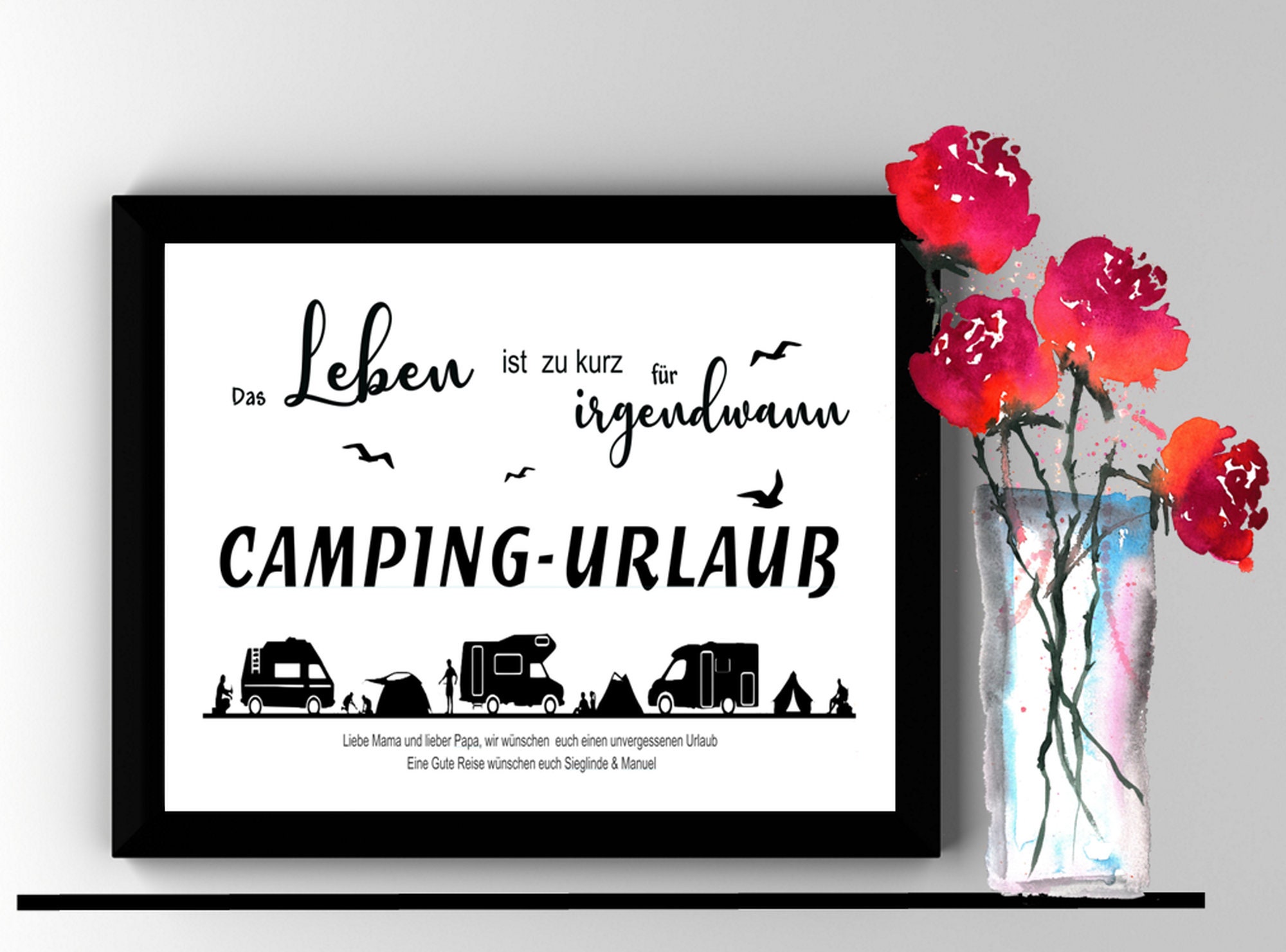 Geldgeschenk Camping Urlaub Hochzeitsreise Hochzeit Skyline Geburtstag ...