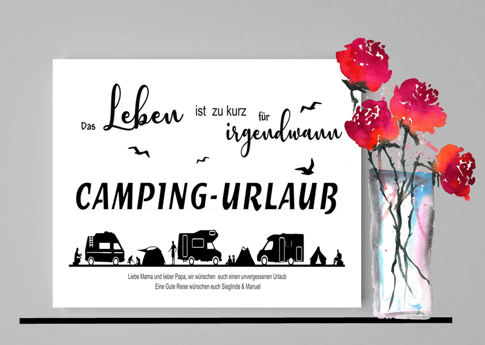 Geldgeschenk Camping Urlaub Hochzeitsreise Hochzeit Skyline Geburtstag ...