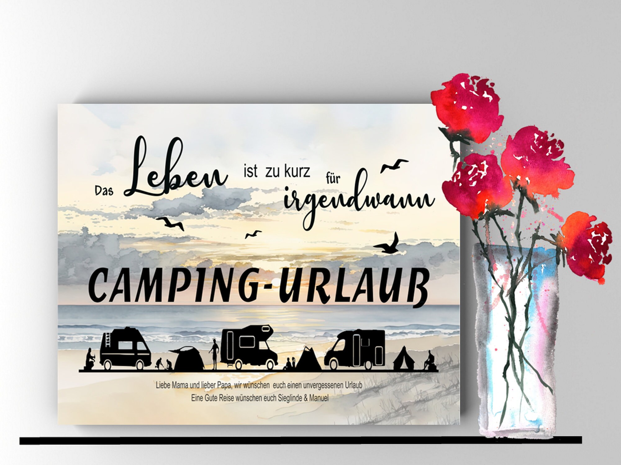Geldgeschenk Camping Urlaub Hochzeitsreise Hochzeit Skyline Geburtstag ...