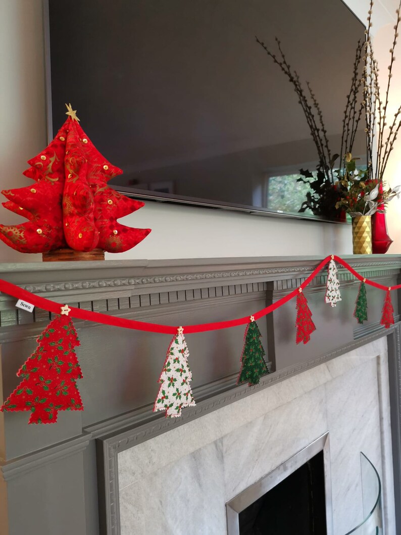Christmas Tree Bunting/festive Bunting/padded Christmas Tree - Etsy UK