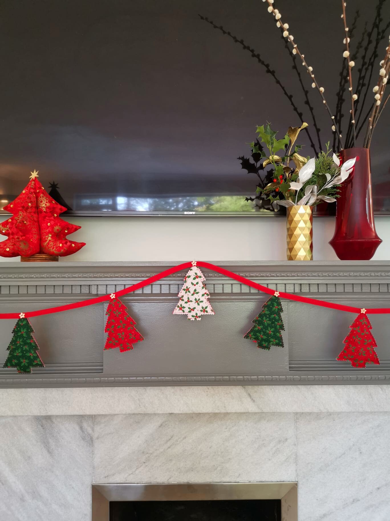 Christmas Tree Bunting/festive Bunting/padded Christmas Tree - Etsy UK