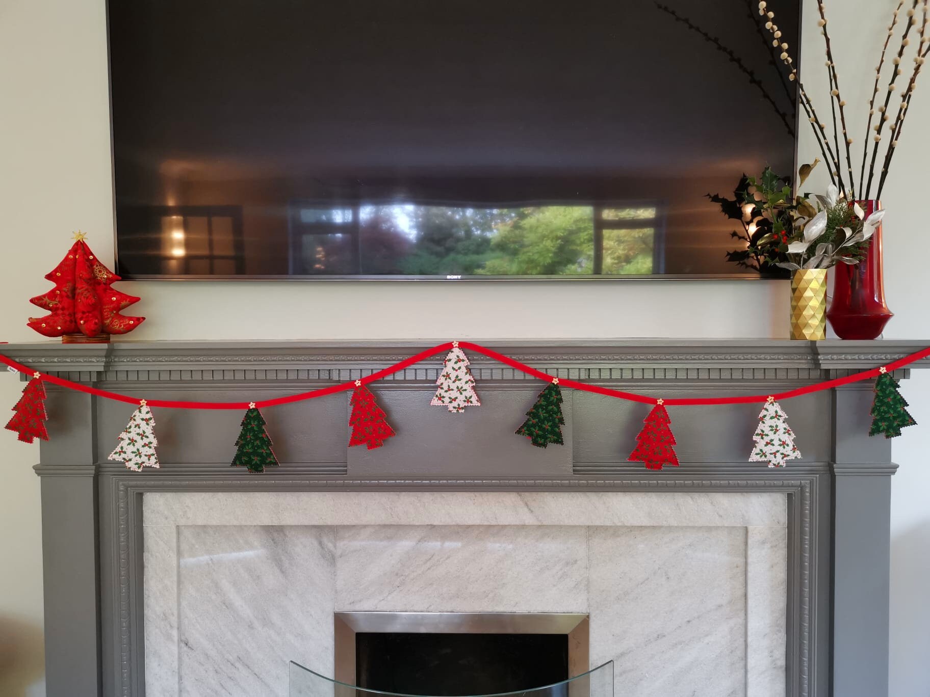 Christmas Tree Bunting/festive Bunting/padded Christmas Tree - Etsy UK