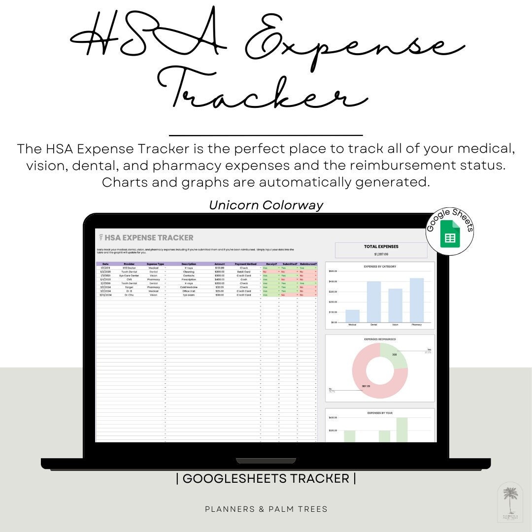 Colorful HSA Expense Tracker | Google Sheets | Digital Download ...