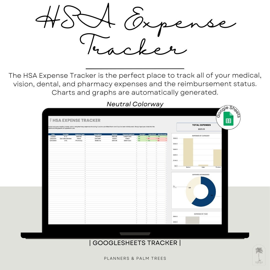 Neutral HSA Expense Tracker | Google Sheets | Digital Download ...