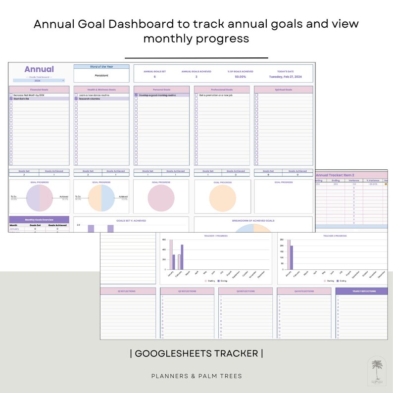 Colorful Goal & Habit Tracker | Annual and Monthly Goal Tracker ...