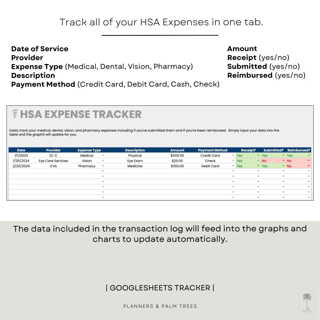 Neutral HSA Expense Tracker | Google Sheets | Digital Download | Medical Expense Tracker - Etsy