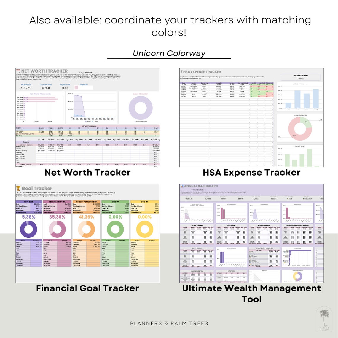 Colorful Goal & Habit Tracker | Annual and Monthly Goal Tracker ...