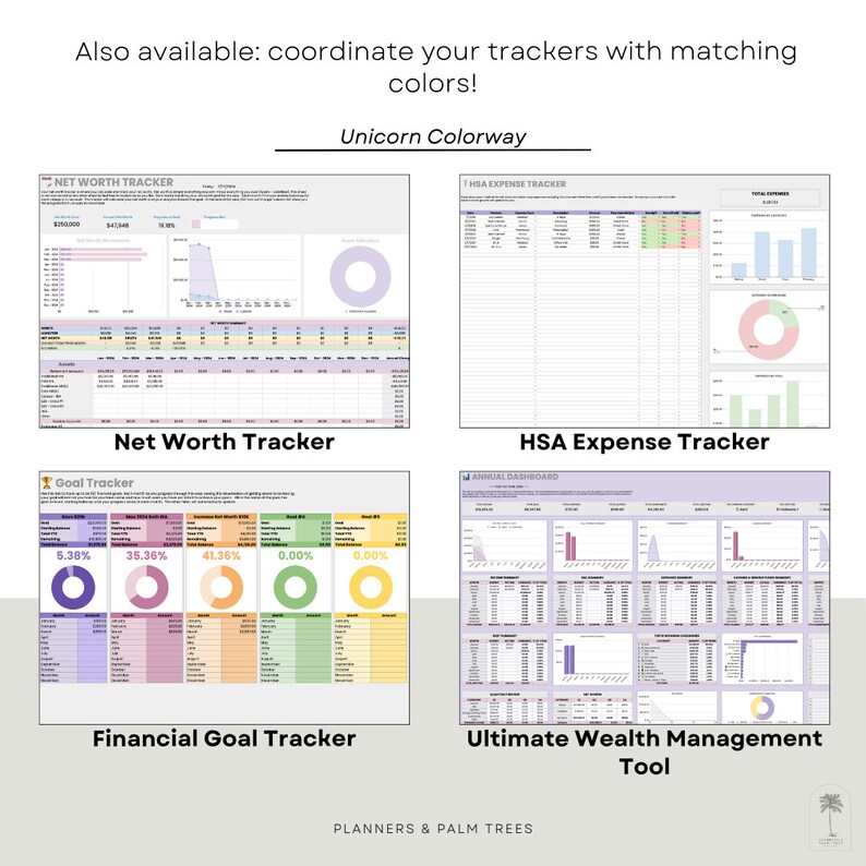 Colorful Goal & Habit Tracker | Annual and Monthly Goal Tracker ...
