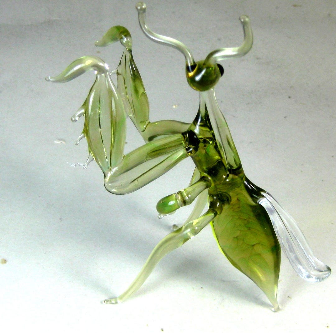Hand Blown Glass Animal Insect Praying Mantis Murano Style Figurine Art ...