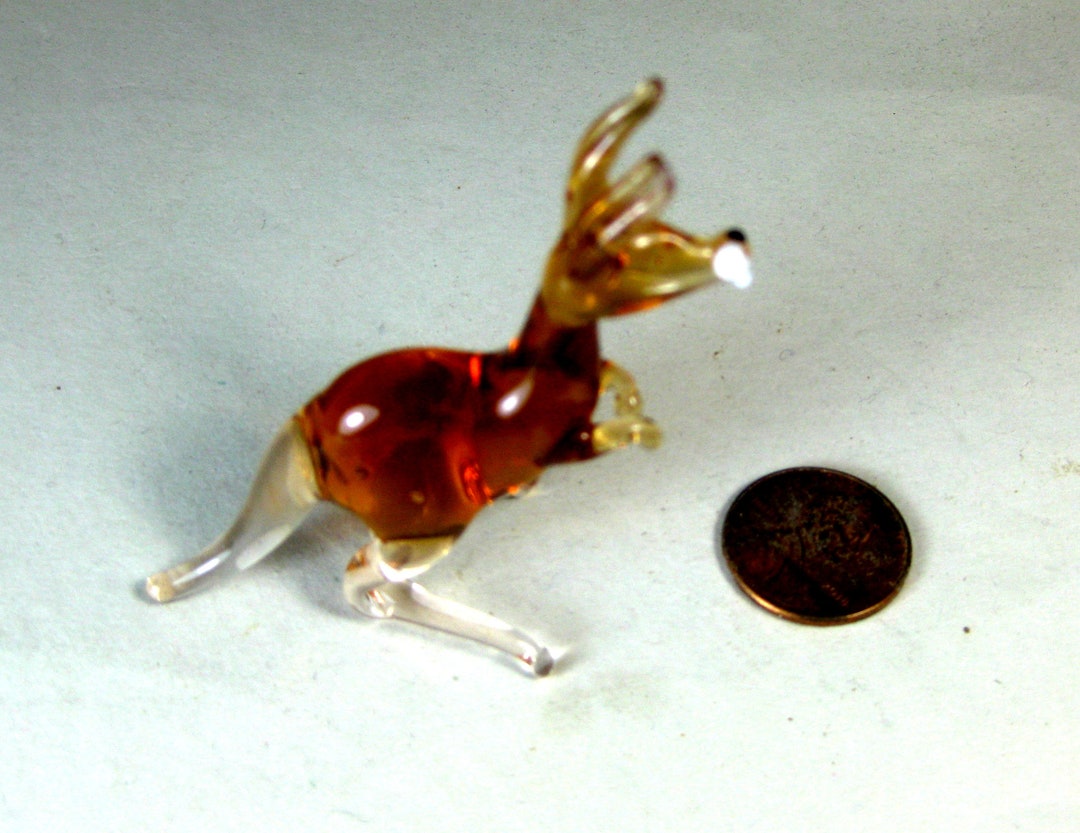 Blown Glass Kangaroo Figurines Animals Miniature Murano Style 2.0x2.2x1 ...