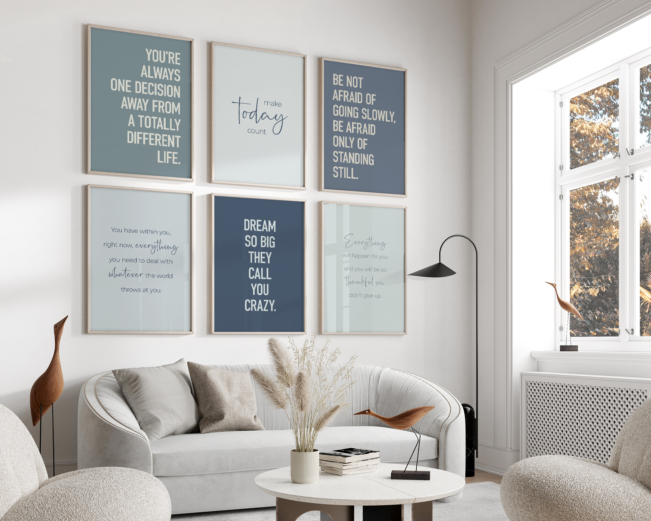 Motivational Posters Set of 6 Blue Prints, Printable Quotes for Office ...