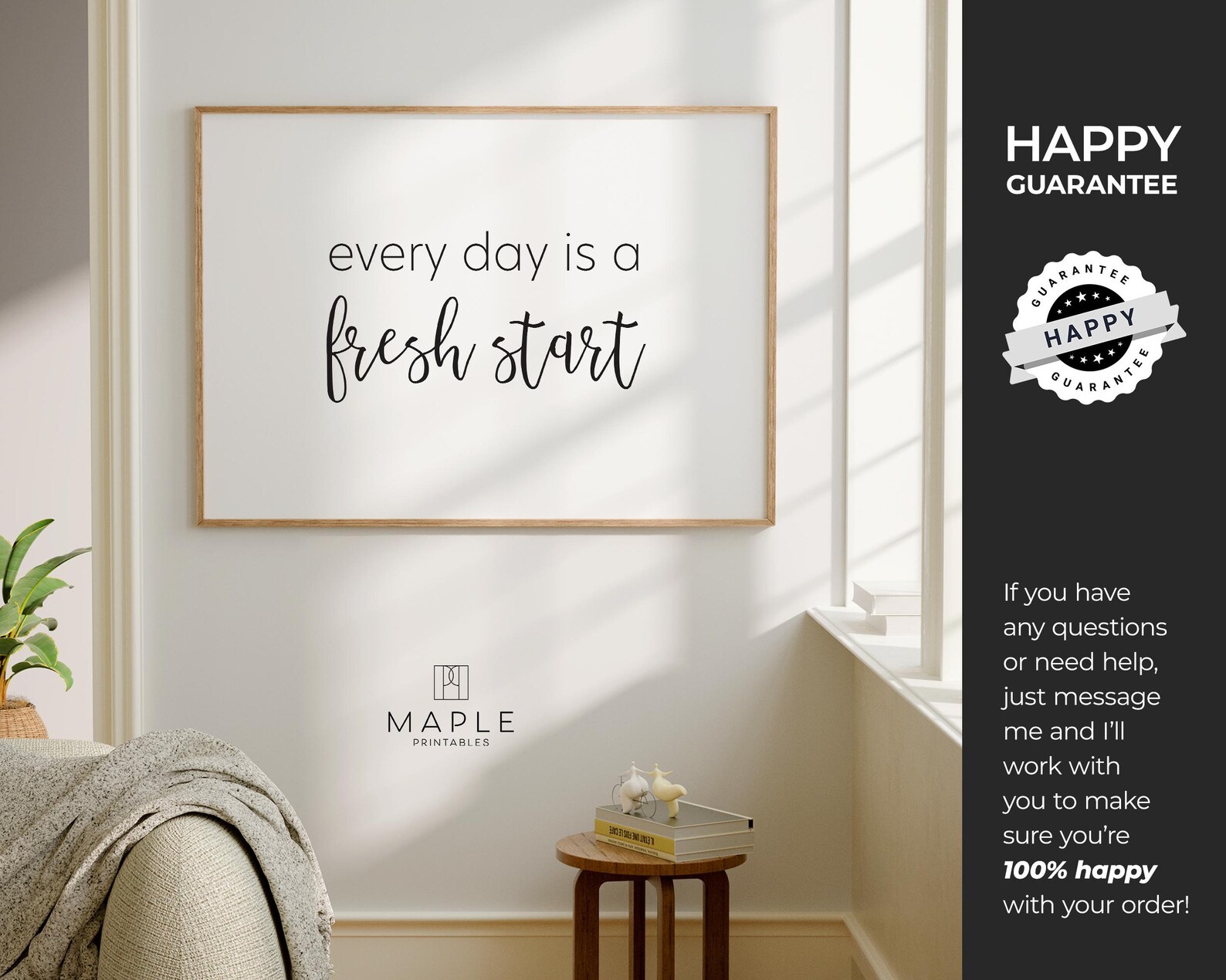 Inspirational Quote, Downloadable Print, Every Day is A Fresh Start ...
