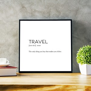 Travel Definition, Definition Print, Downloadable Print, Minimalist ...