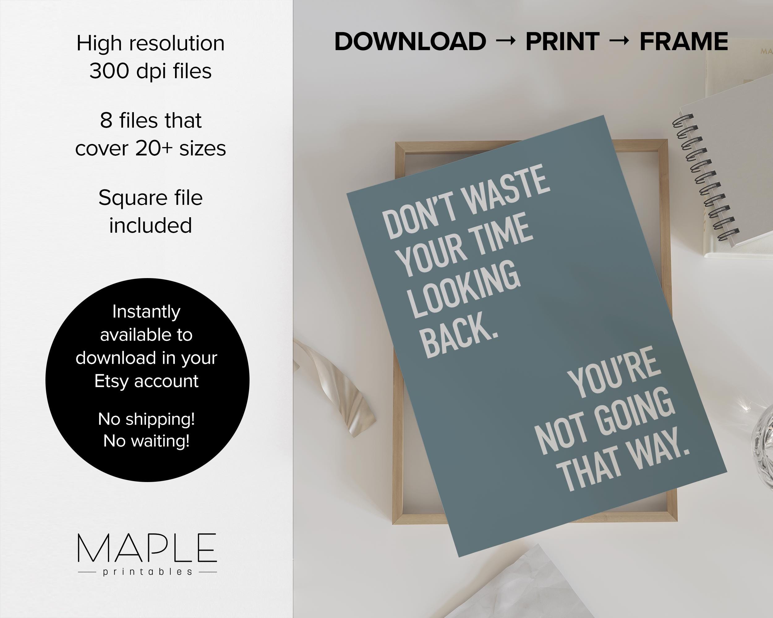 Motivational Print, Blue Inspirational Quote, Recovery Gift, Growth ...