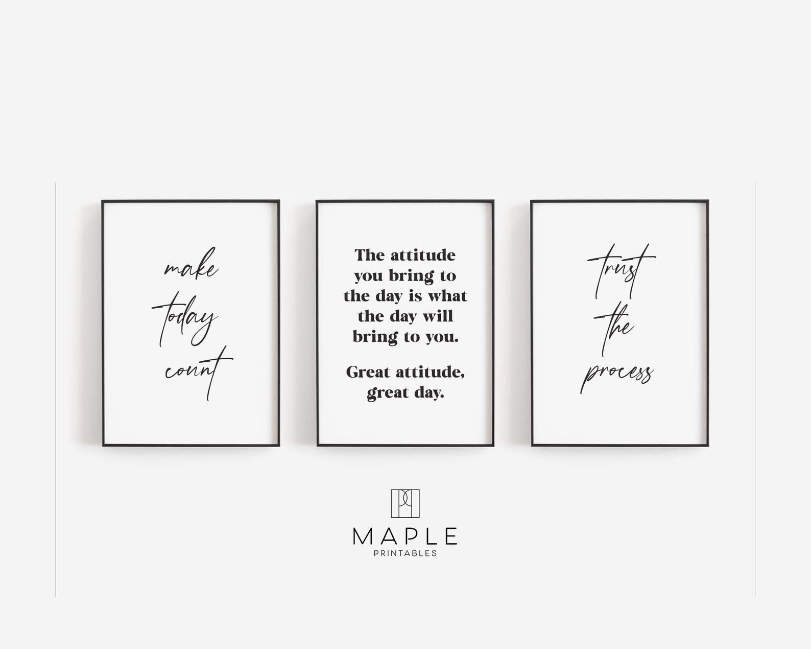 Motivational Work Quotes, Printable Set of 3 Neutral Office Prints ...