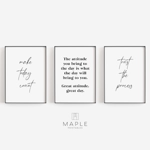 Motivational Work Quotes, Printable Set of 3 Neutral Office Prints ...