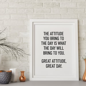 Motivational Poster, Home Office Decor, Printable Wall Art, Attitude ...