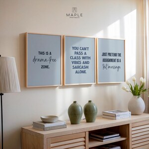 Blue Classroom Gallery Wall of 6 Funny and Sarcastic Prints, Printable ...