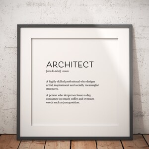 Architect Definition Print, Architect Gift Ideas, Architect Graduate ...