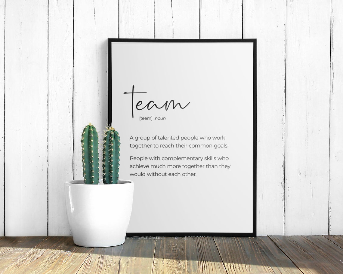 Team Definition Poster Office Decor Wall Art Teamwork - Etsy