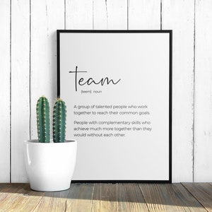 Team Definition Poster, Office Decor Wall Art, Teamwork Printable ...