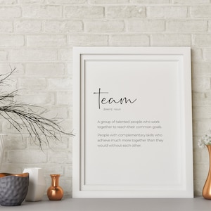 Team Definition, Teamwork Quote Printable, Set of 2 Prints, Teamwork ...