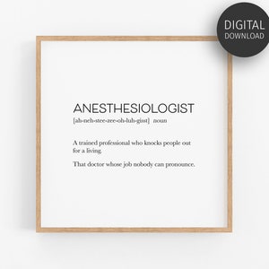 Anesthesiologist Gift, Printable Definition, Anesthesia Humour ...
