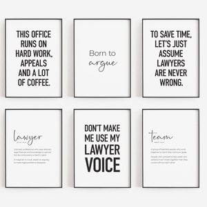 Lawyer Office Decor Set of 6 Prints, Printable Minimalist Law Office ...