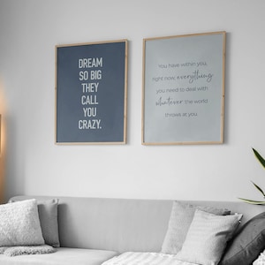 Motivational Posters Set of 6 Blue Prints, Printable Quotes for Office ...