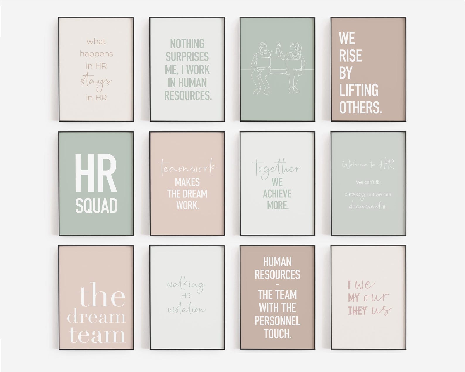 HR Bundle of 50 Funny and Motivational Office Prints in Earth Tones ...