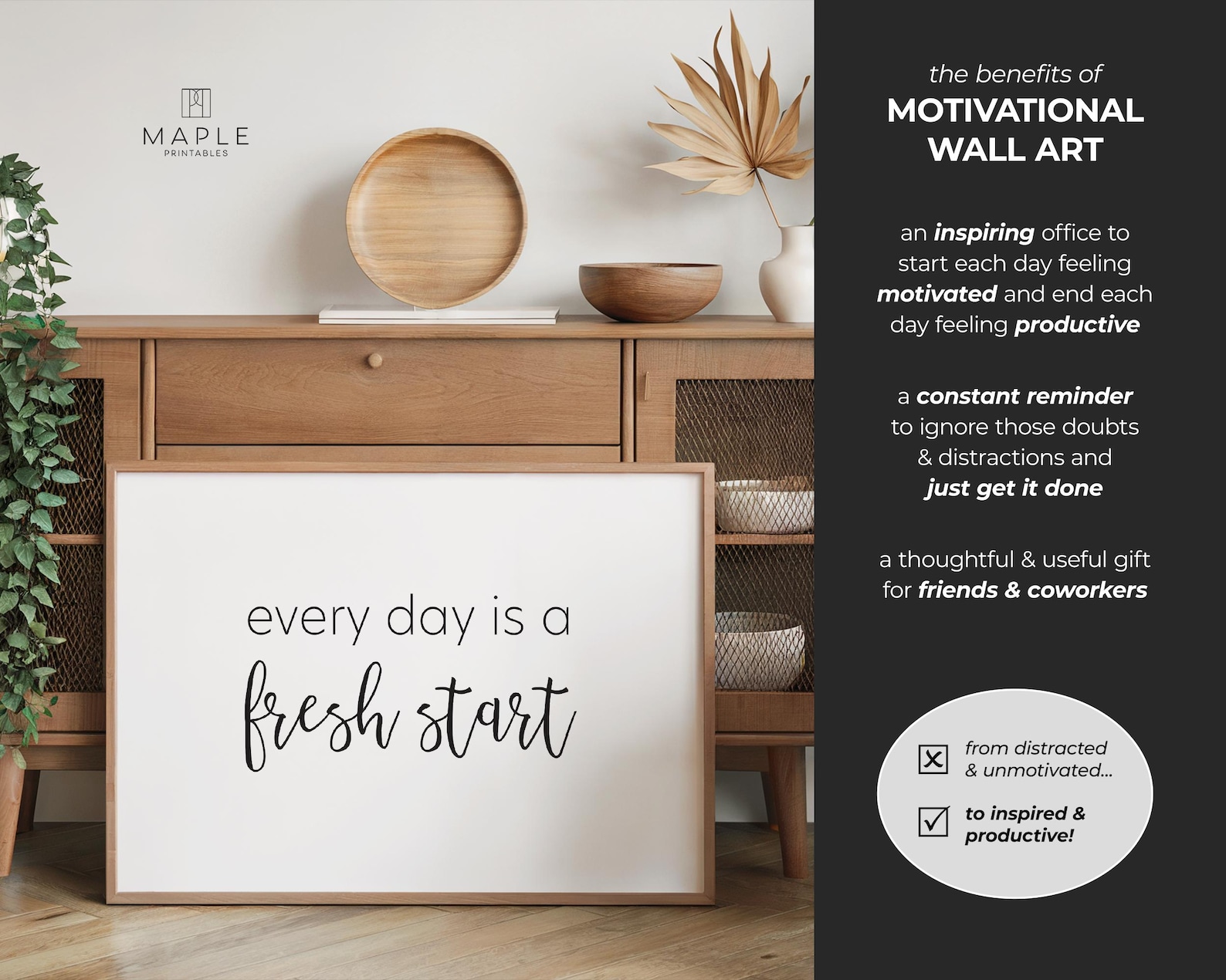 Inspirational Quote, Downloadable Print, Every Day is A Fresh Start ...