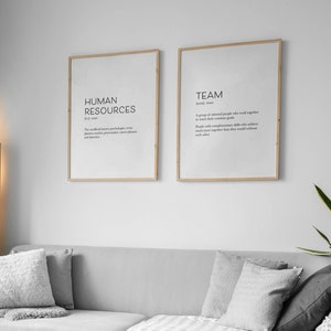 HR Office Decor, Team Definition Poster, Set of 2 Prints, Human ...