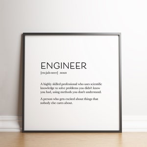 Engineer Gift, Engineer Definition Print, Engineering Poster, Funny ...
