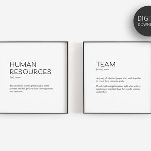 HR Office Decor Team Definition Poster Set of 2 Prints - Etsy