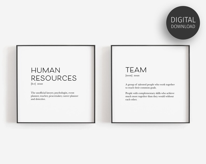 HR Office Decor Team Definition Poster Set of 2 Prints - Etsy