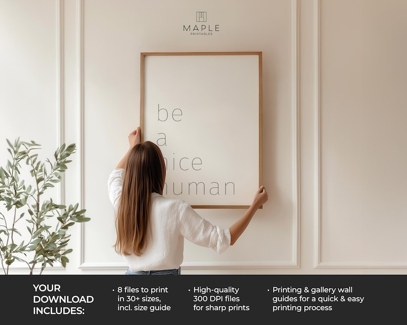 Be A Nice Human, Inspirational Poster, Downloadable Prints, Coffee Shop ...