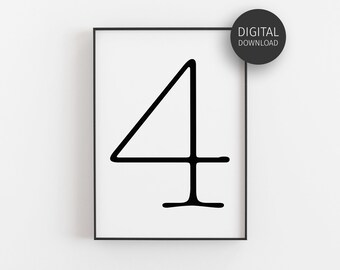 Number 4 Print | Etsy