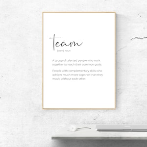 Team Definition Poster, Office Decor Wall Art, Teamwork Printable ...