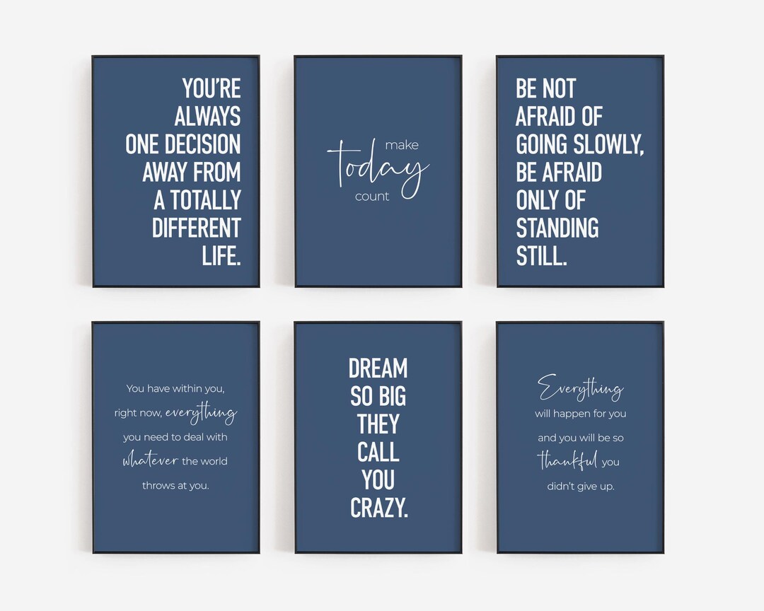 Motivational Posters, Blue Printable Wall Art for Office Decor ...